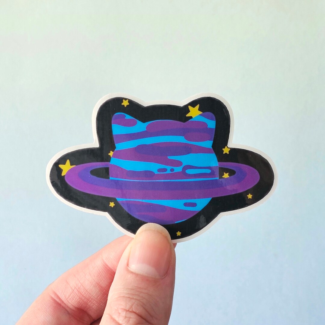 Cat Planet Sticker - Space Cat Glossy Sticker Starry Cat Decal Gift for ...
