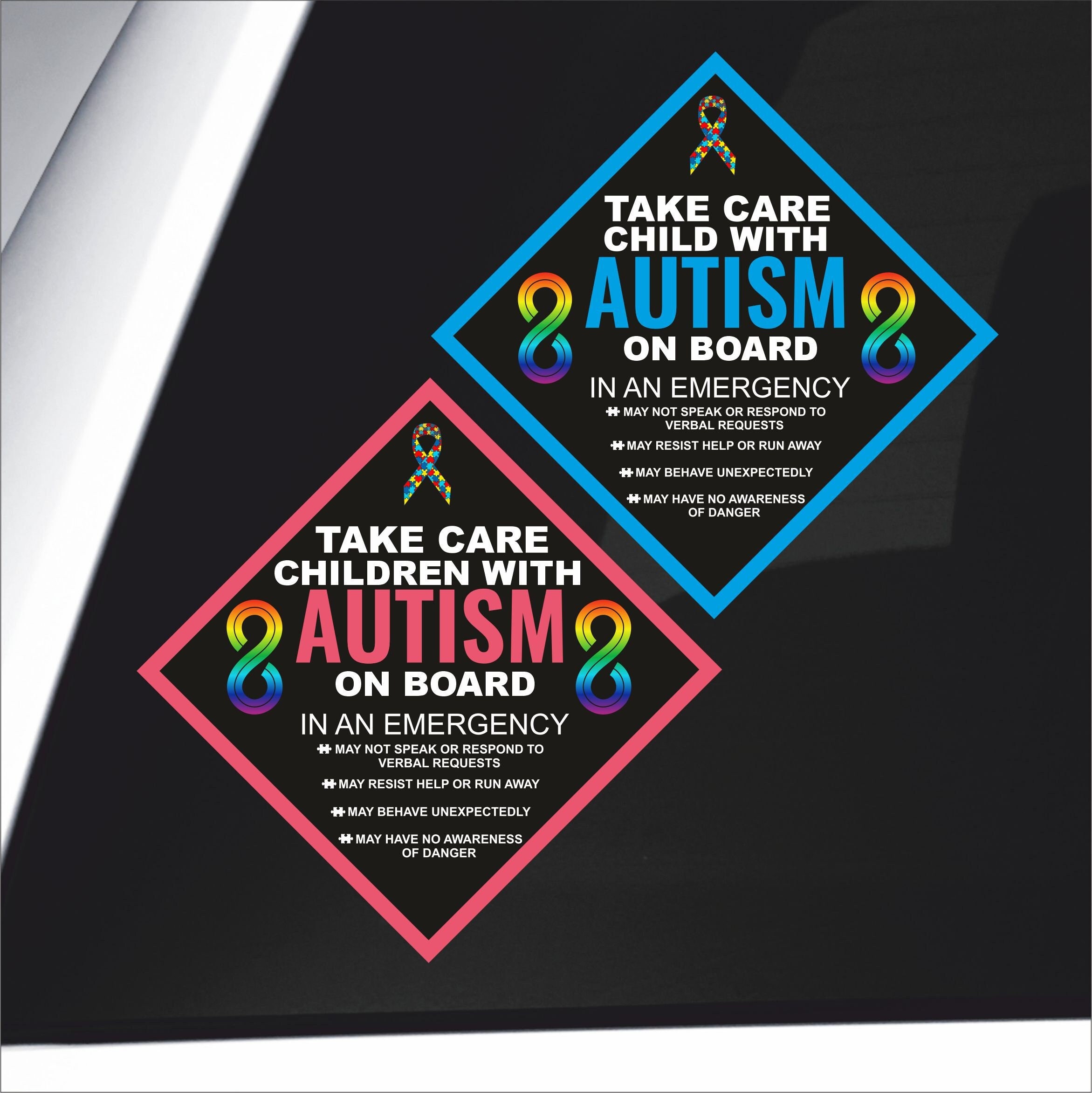 Children/child With Autism on Board Infinity & Ribbon | Printed Sticker ...