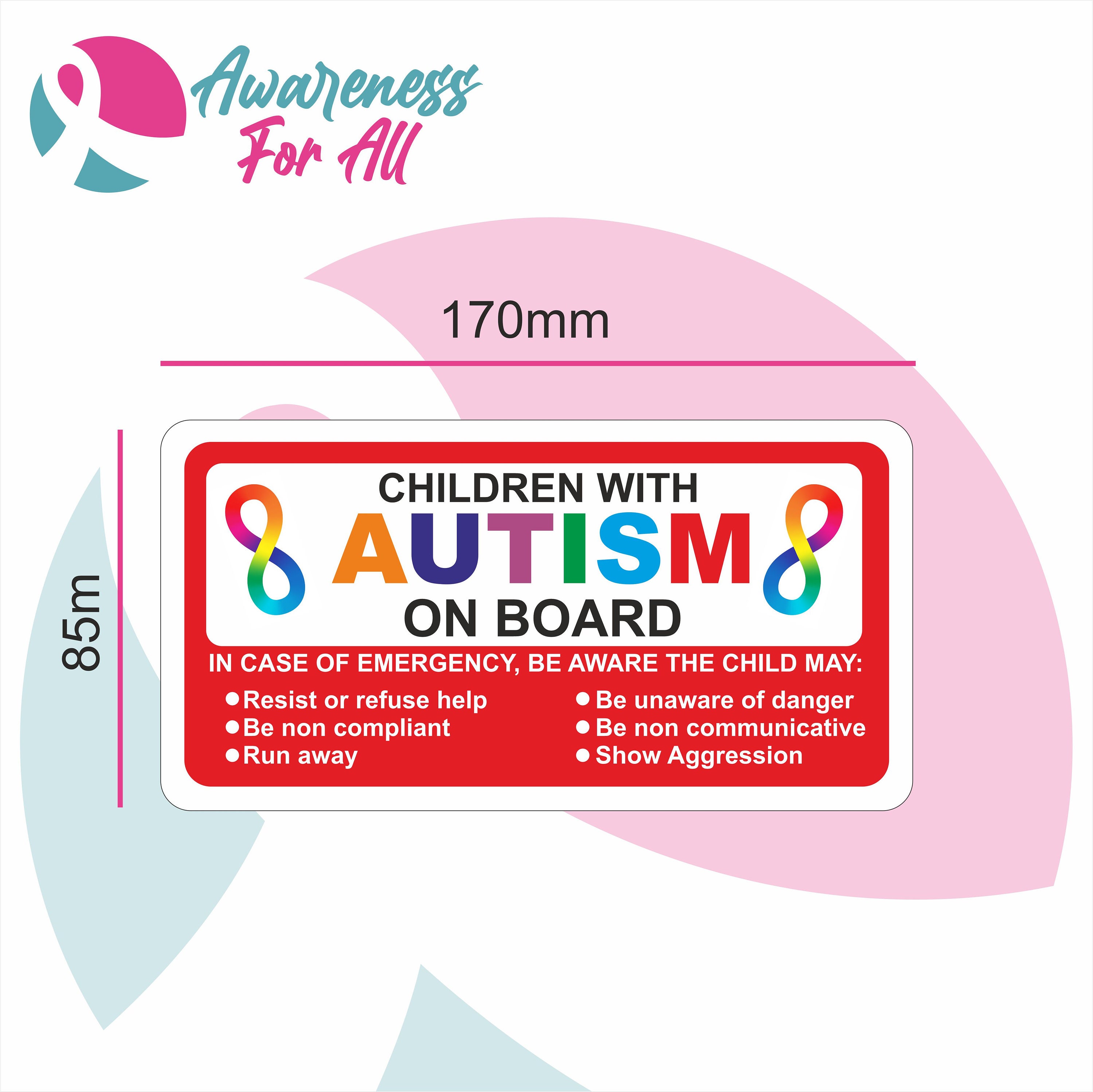 Children/child With Autism on Board Printed Sticker Autism Awareness ...