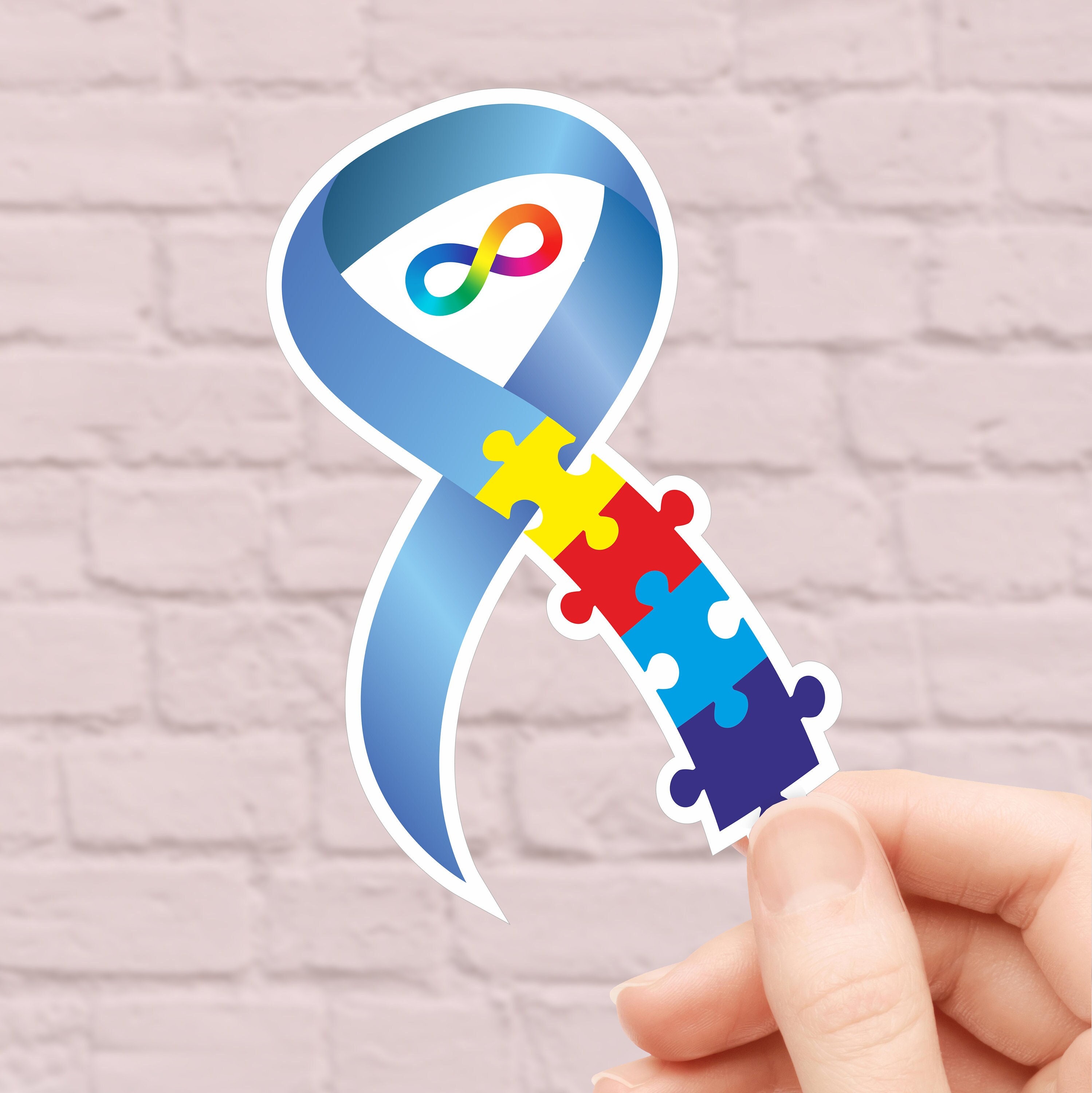 Autism Awareness Ribbon Sticker With Infinity | Printed Sticker ...