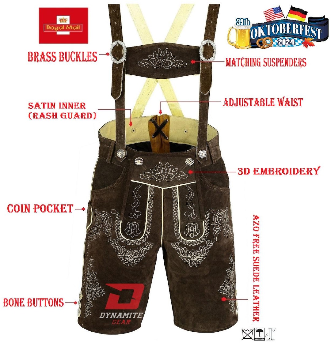 German Lederhosen Shorts Oktoberfest Shorts Bavarian Suede Leather ...