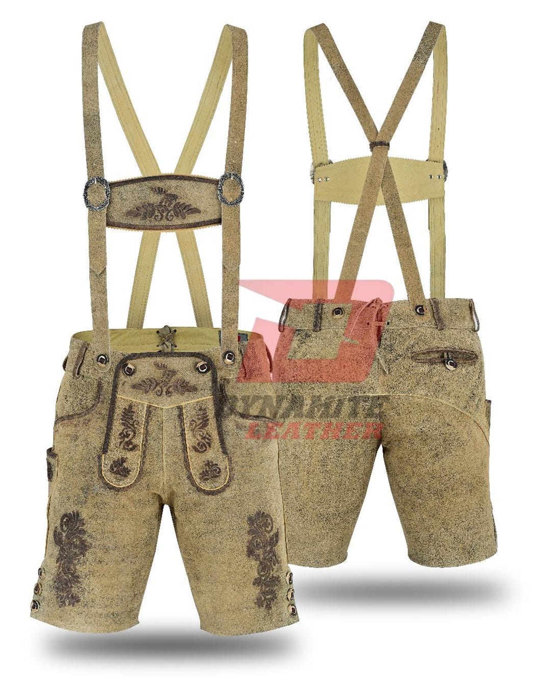 Authentic Lederhosen German Bavarian Oktoberfest Shorts 3D Emboss ...