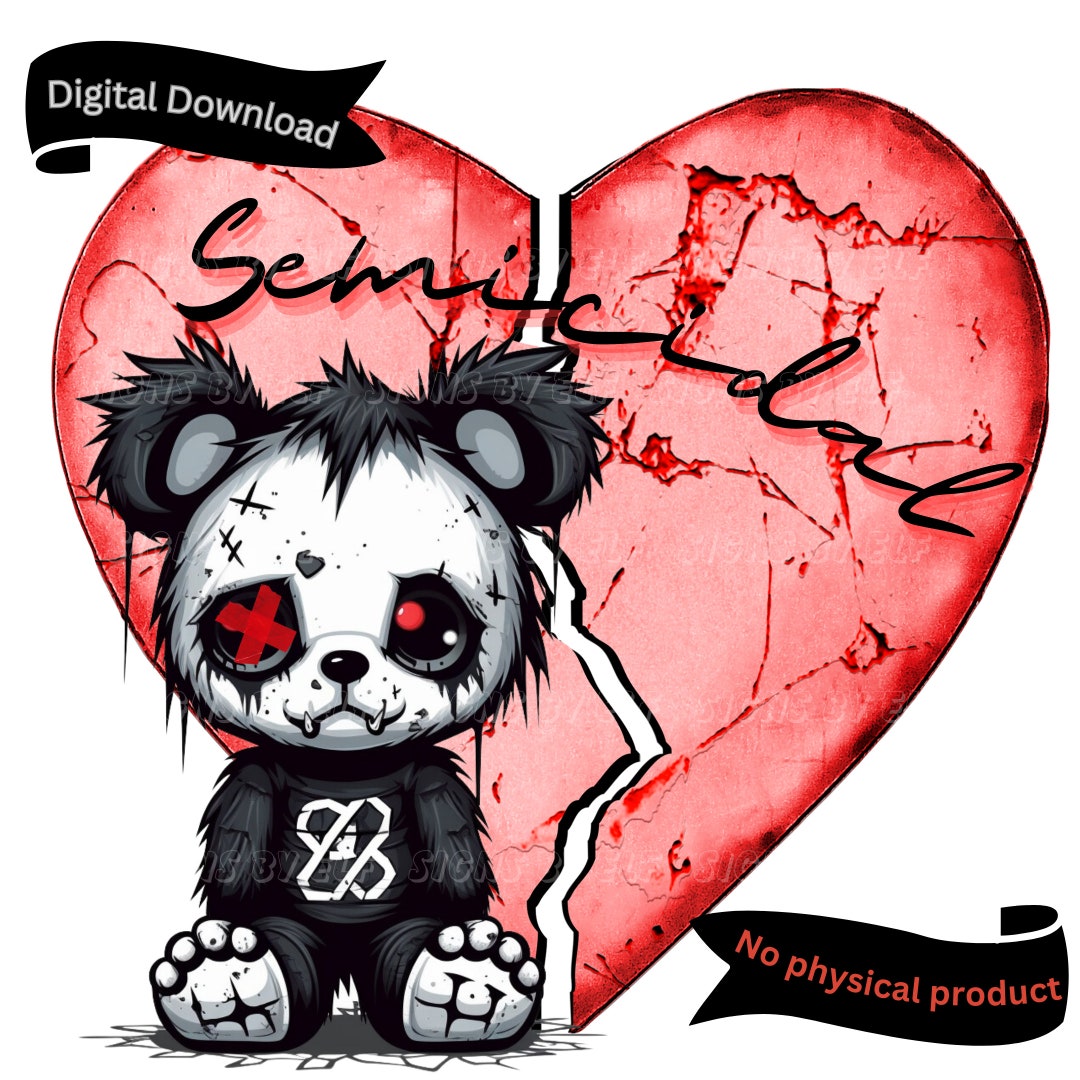 Emo Punk Panda Bear PNG, Sublimation Transfer (digital Download) - Etsy