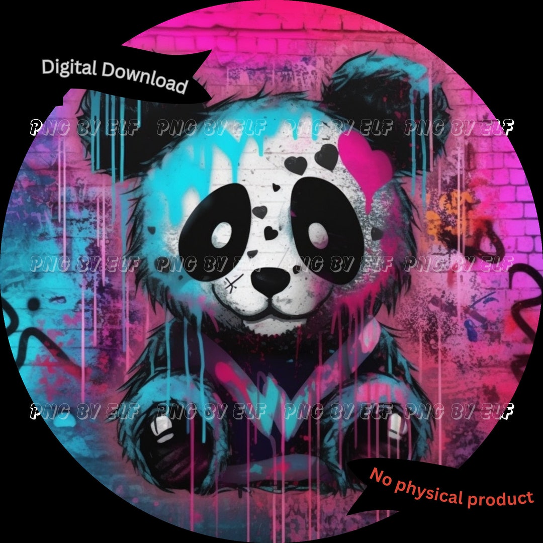 Panda PNG Digital Transfer, Street Panda Sublimation, Wreath Signs ...