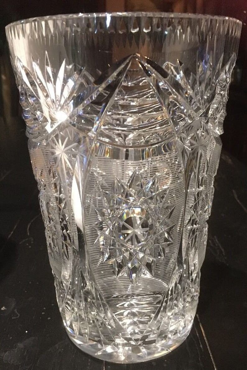 Hand Cut Lead Crystal Star Pinwheel Flower Vase - Etsy