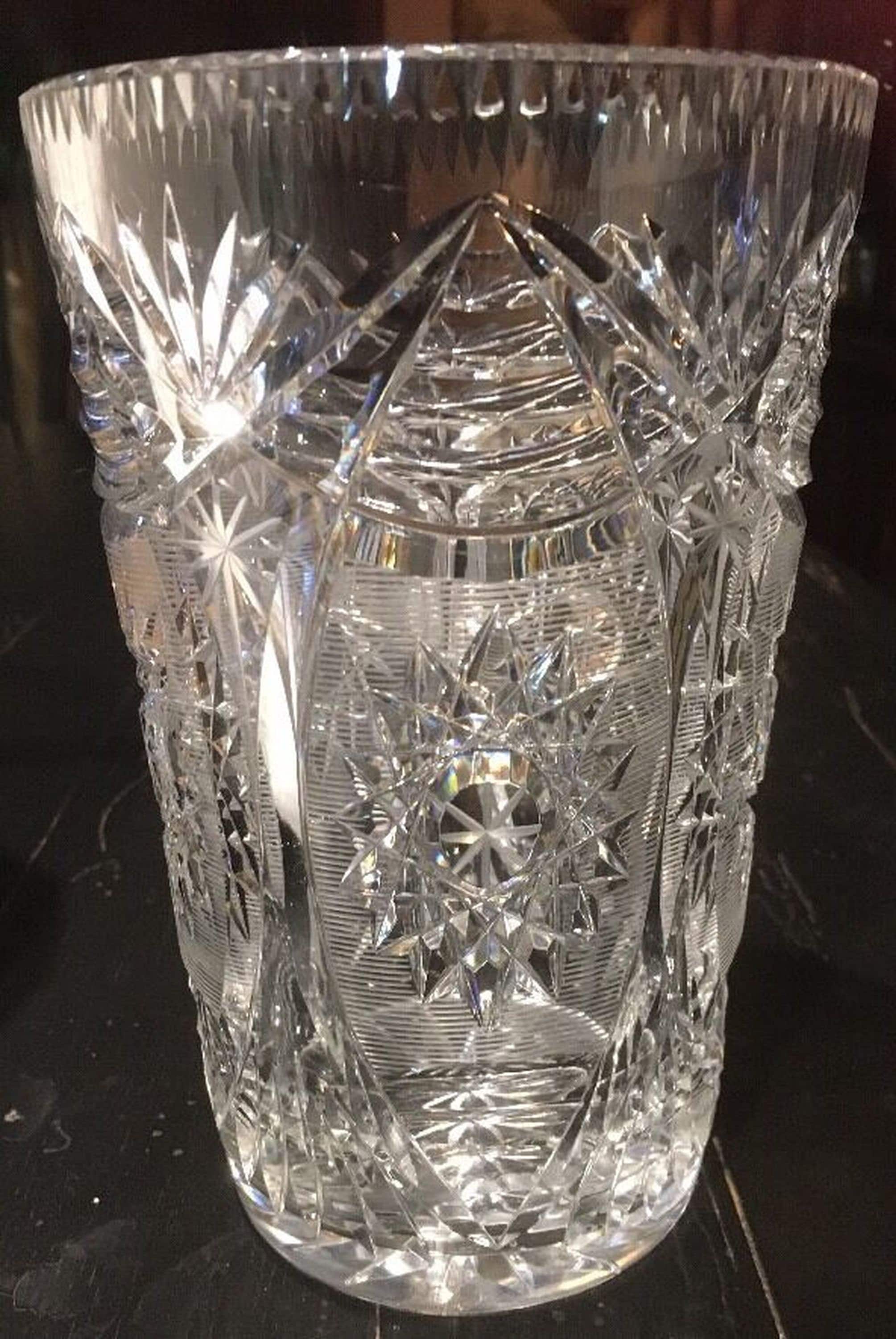 Hand Cut Lead Crystal Star Pinwheel Flower Vase - Etsy