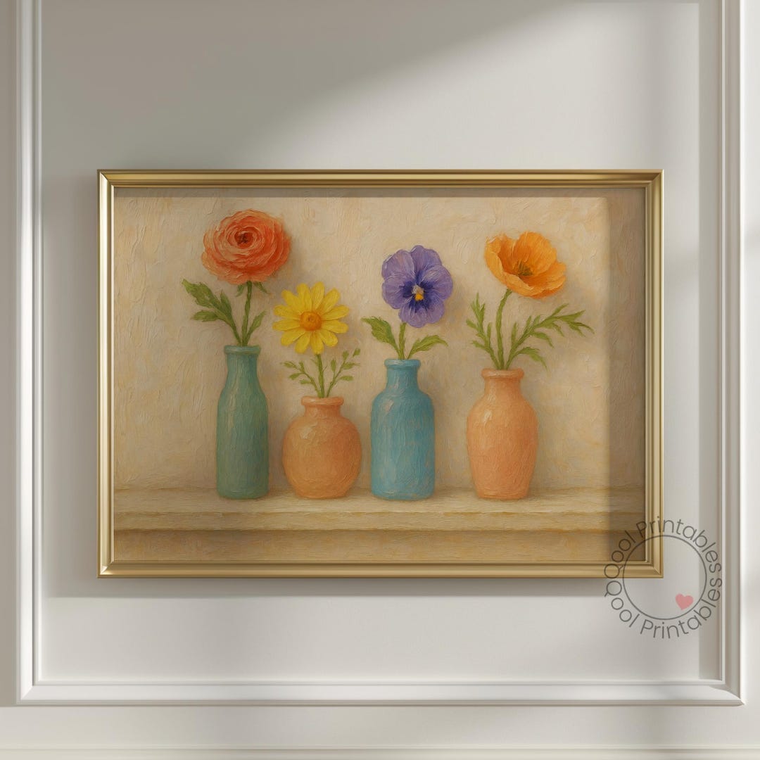 Pastel Floral Jar Wall Art | Spring Flower Printable | Bright ...