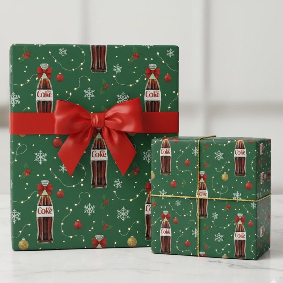 Diet Coke Coquette Wrapping Paper, Christmas Soda Bottle Gift Wrap for ...