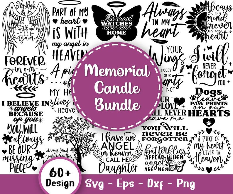 Memorial Candle Svg Bundle, Memorial Quotes Svg, Rest in Peace Svg ...