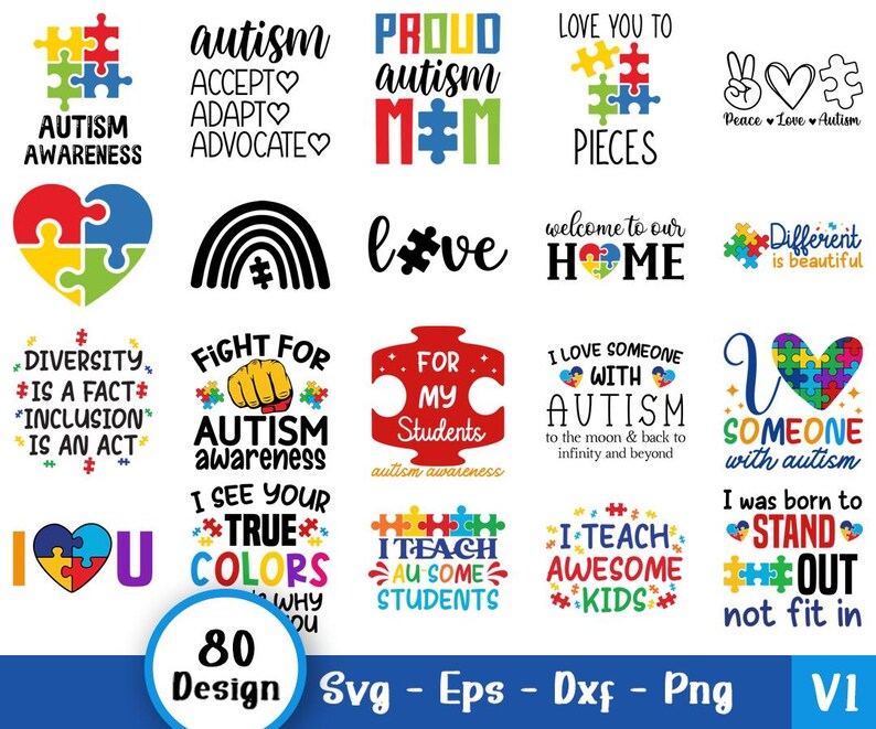 Autism Svg Bundle, Autism Quote Png, Au-some, Autism Awareness Png ...