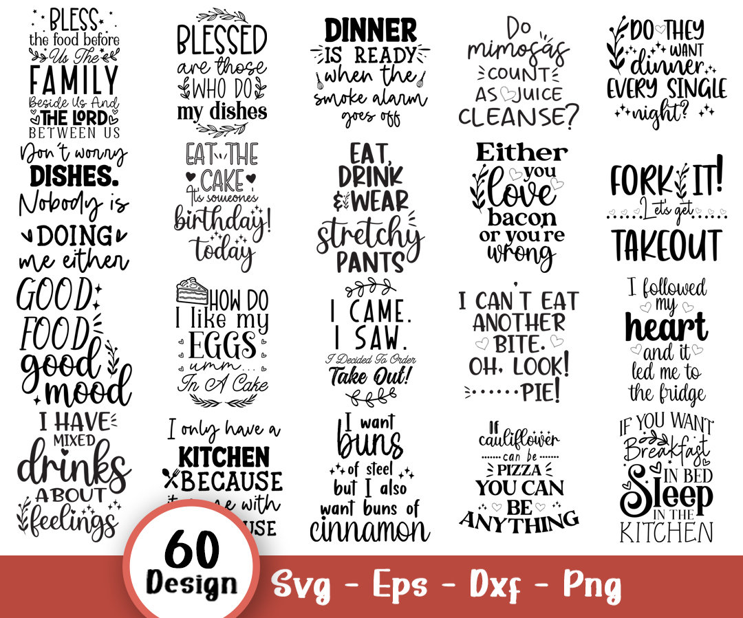 Funny Dish Towel Sayings Svg Bundle, Kitchen Humor SVG, Tea Towel ...