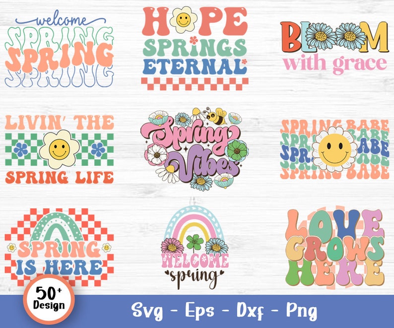 Retro Spring Svg Bundle, Happy Easter Svg, Easter Quotes Svg, Easter ...