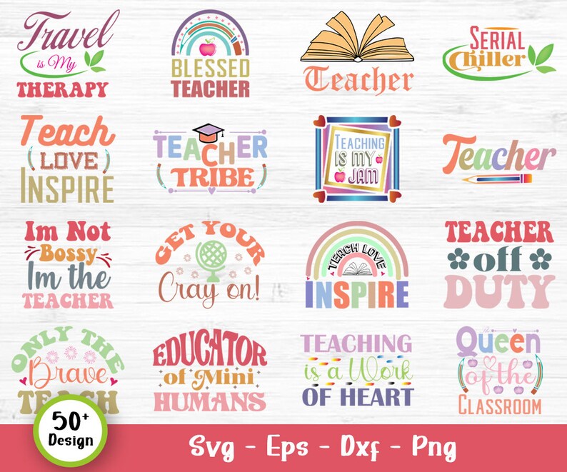 Retro Teacher Svg Bundle, Teacher Svg, School Svg, Teach Svg, Back to ...