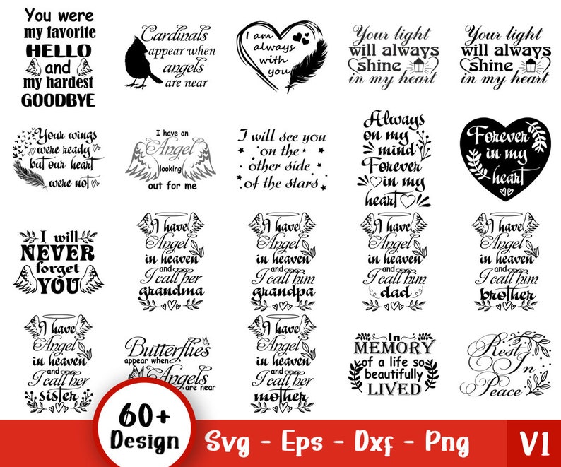 Memorial Svg Bundle, Bereavement Svg, Sympathy Svg, Remembrance Svg, in ...