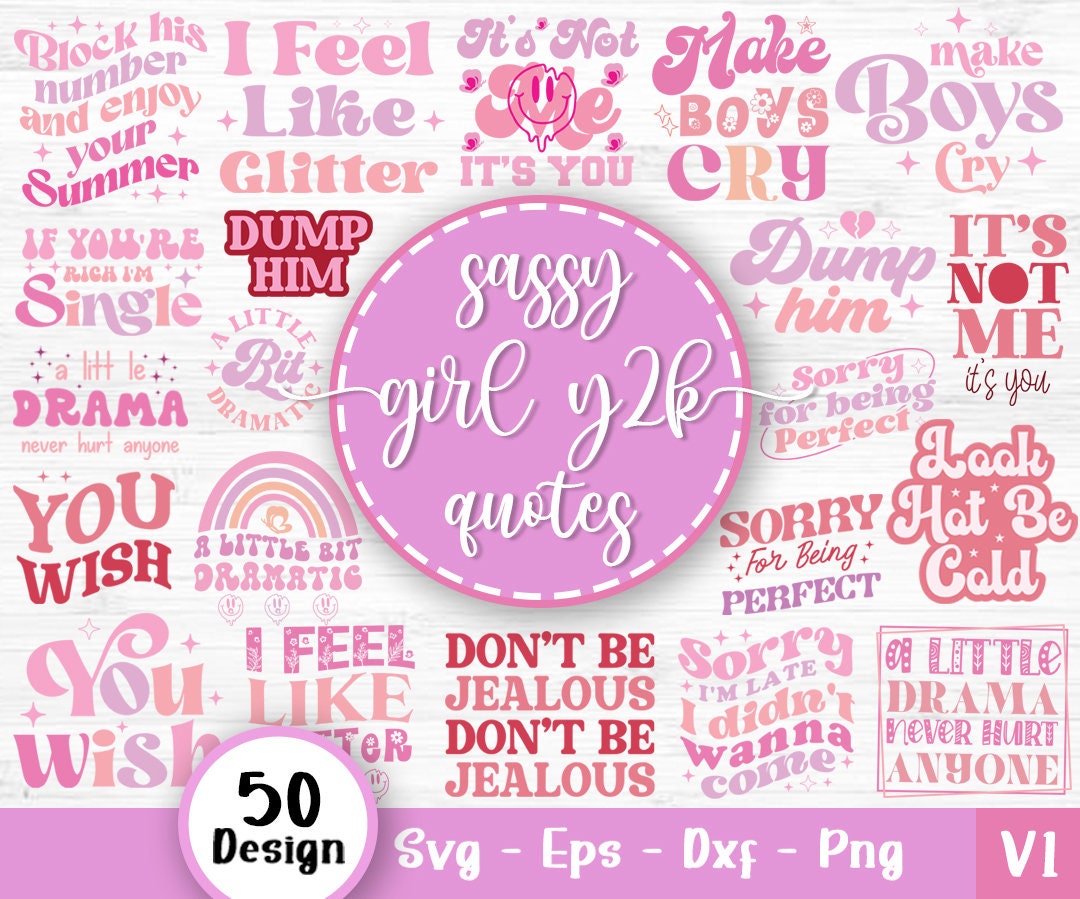 Retro Girl Y2k Svg Bundle, Sassy Svg, Girl Power Svg, Girl Boss Svg ...
