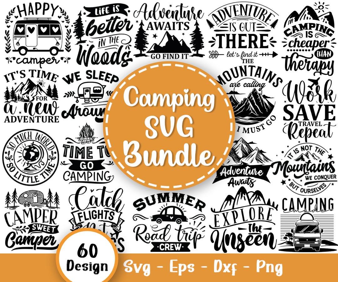 Camping Svg Bundle, Camp Life Svg, Camp Svg, Camper Svg, Campfire Svg ...