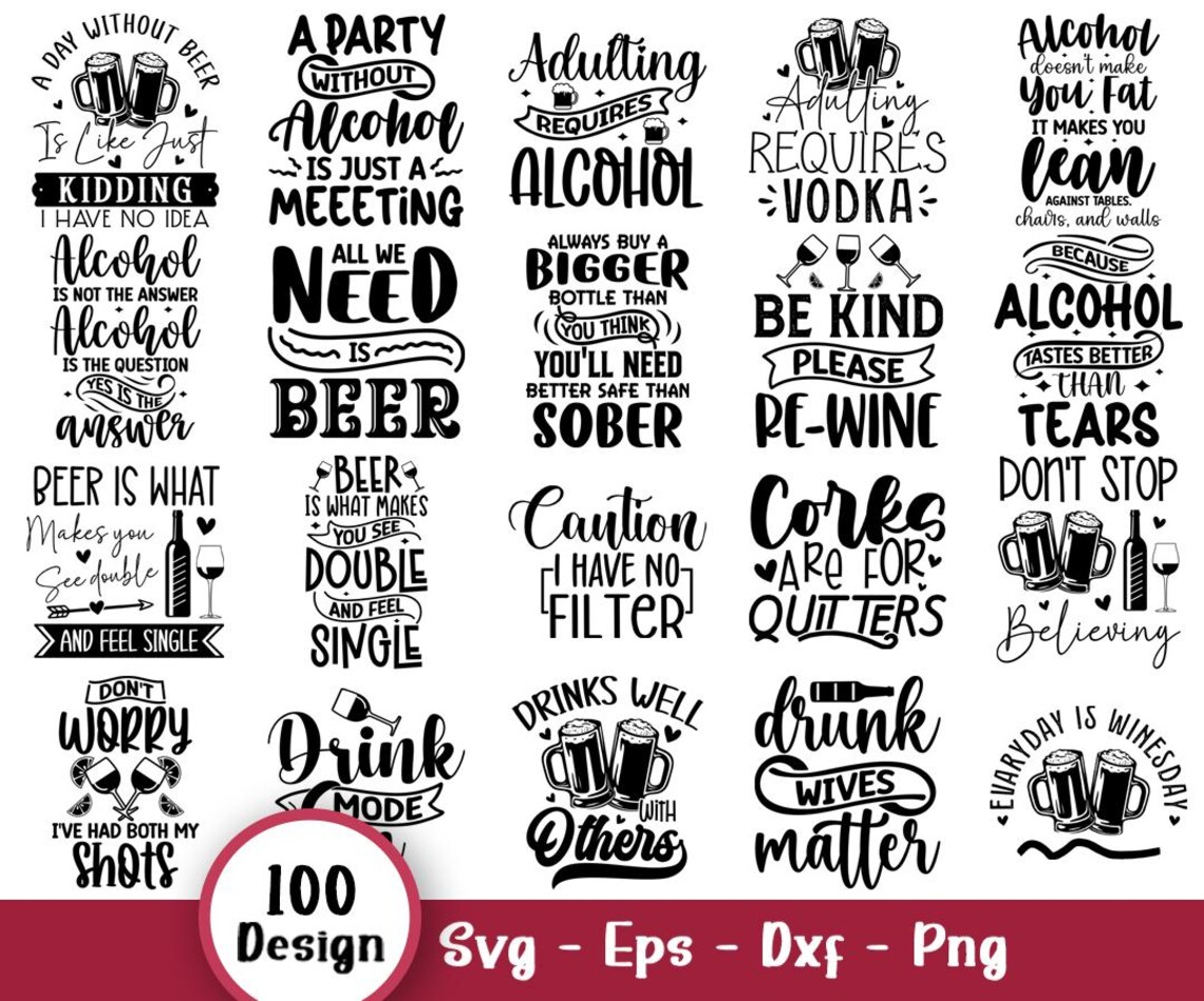 Alcohol Quotes Svg Bundle, Funny Alcohol Svg, Coaster Svg, Vodka Svg ...