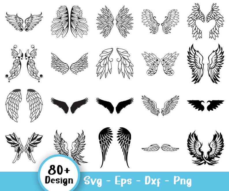 Angel Wings SVG Bundle, Angel Wings Clip Art, Wings Cut File for ...