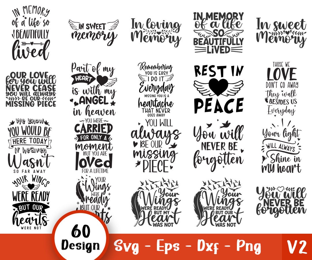 Memorial Svg Bundle, Bereavement Svg, Sympathy Svg, Remembrance Svg, in ...