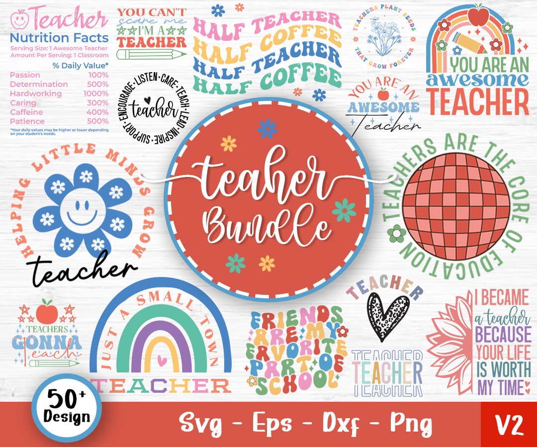 Teacher Svg Bundle, Teacher Quote Svg, School Svg, Teacher Life Svg ...