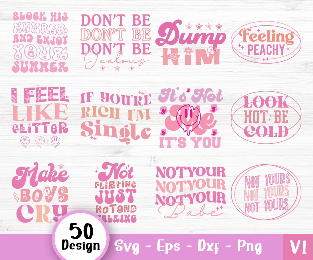 Retro Girl Y2k Svg Bundle, Sassy Svg, Girl Power Svg, Girl Boss Svg ...
