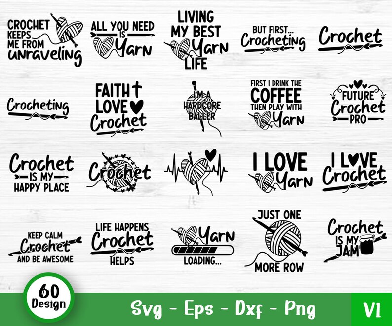Crochet Addict Svg Bundle, Crochet Quotes, Crochet Hook Svg, Knitting ...