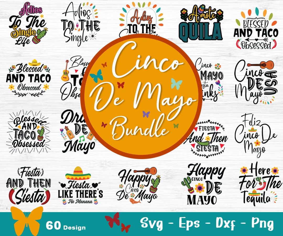 Cinco De Mayo SVG Bundle, Mexican Svg, Let's Fiesta Svg Png, Taco Svg ...