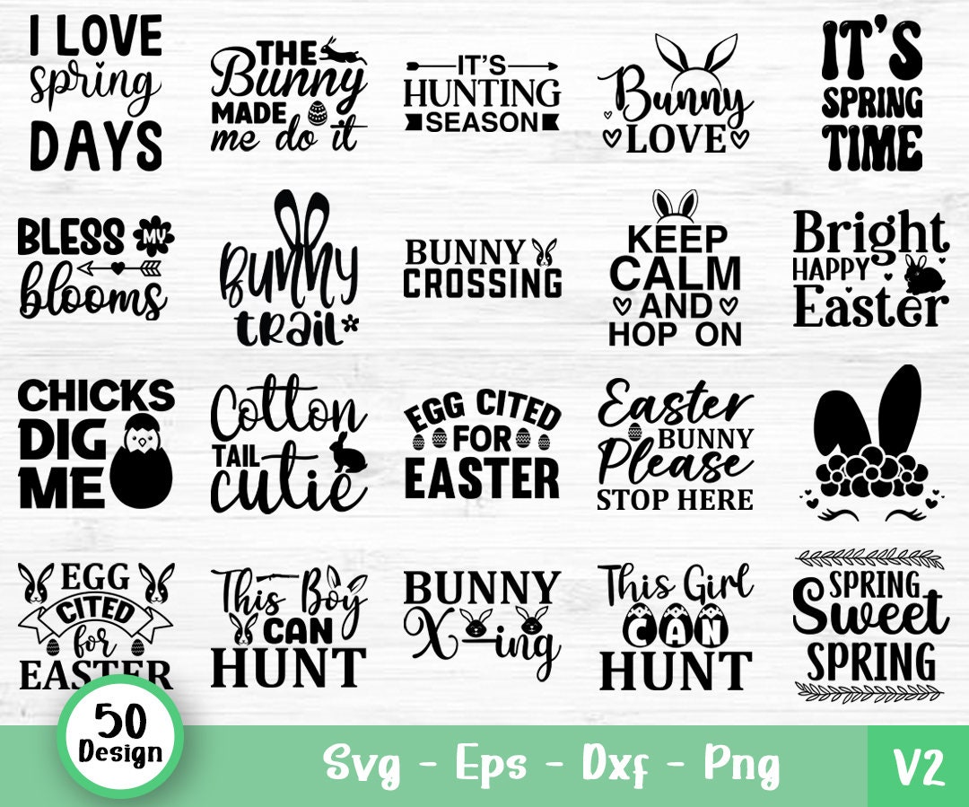 Funny Easter Svg Bundle, Easter Svg, Easter Quotes, Easter Bunny Svg ...