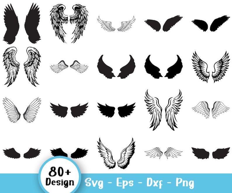 Angel Wings SVG Bundle, Angel Wings Clip Art, Wings Cut File for ...