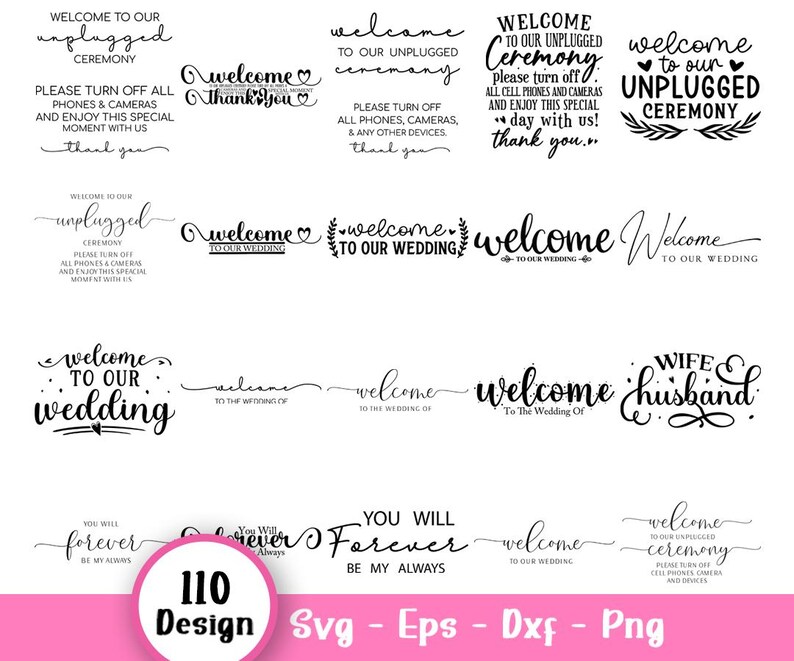Wedding Sign Svg Bundle, Welcome Svg, Wedding Svg, Rustic Wedding Sign ...