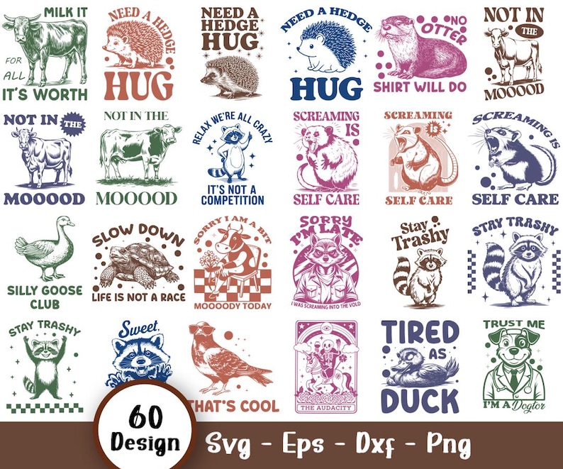 Funny Sarcastic Animal SVG Bundle, Funny Animal Quotes Svg, Sarcasm ...