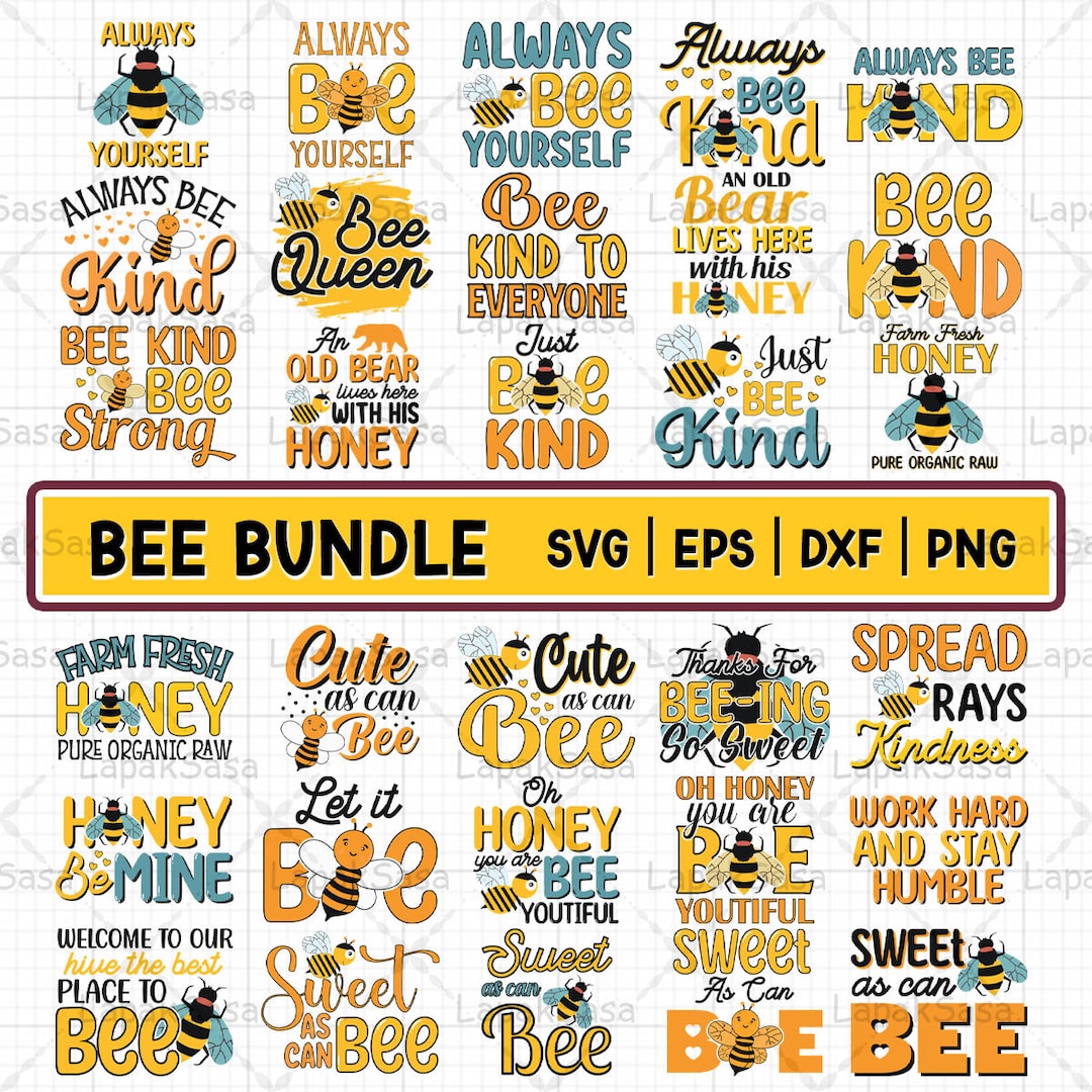Bee Svg Bundle, Bumble Bee Svg, Honey Bee Svg, Bee Png, Bee Kind Svg ...