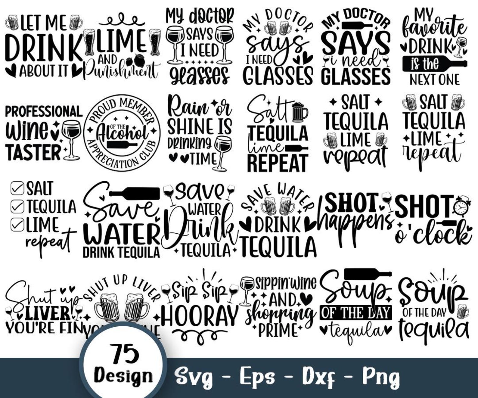 Funny Shot Glass SVG Bundle, Alcohol Svg, Wine Svg, Coaster Svg, Beer ...
