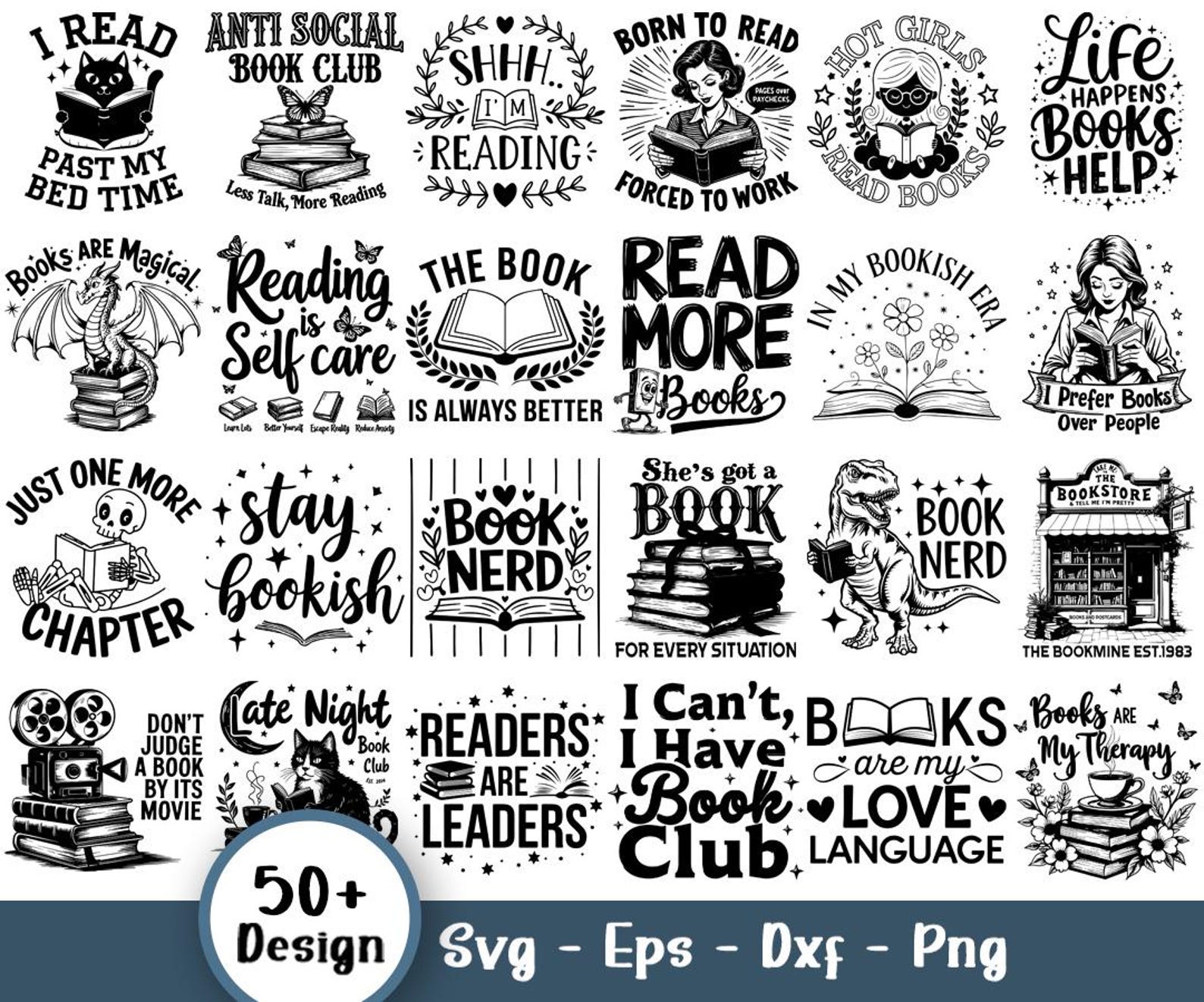 Reading Book SVG Bundle, Books Svg, Book Lover Svg Bundle, Books Bundle ...