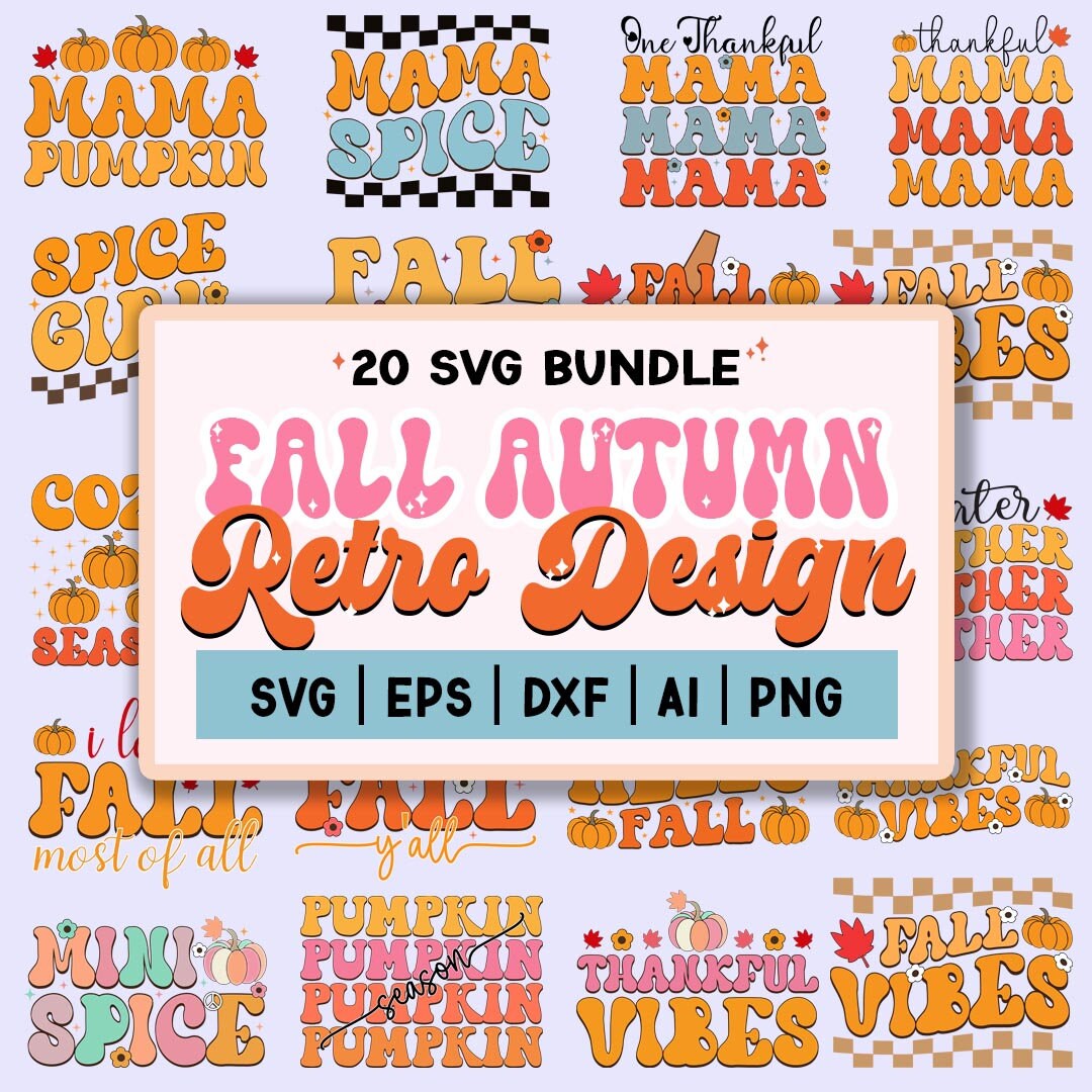 Retro Thanksgiving Svg Bundle Retro Fall Autumn Svg Thankful - Etsy