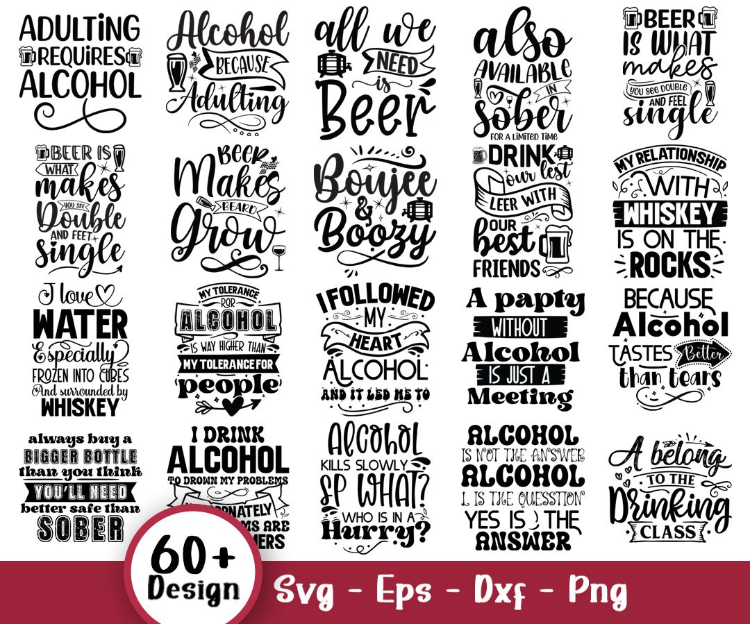 Funny Alcohol Svg Bundle, Alcohol Quotes Svg, Coaster Svg, Vodka Svg ...