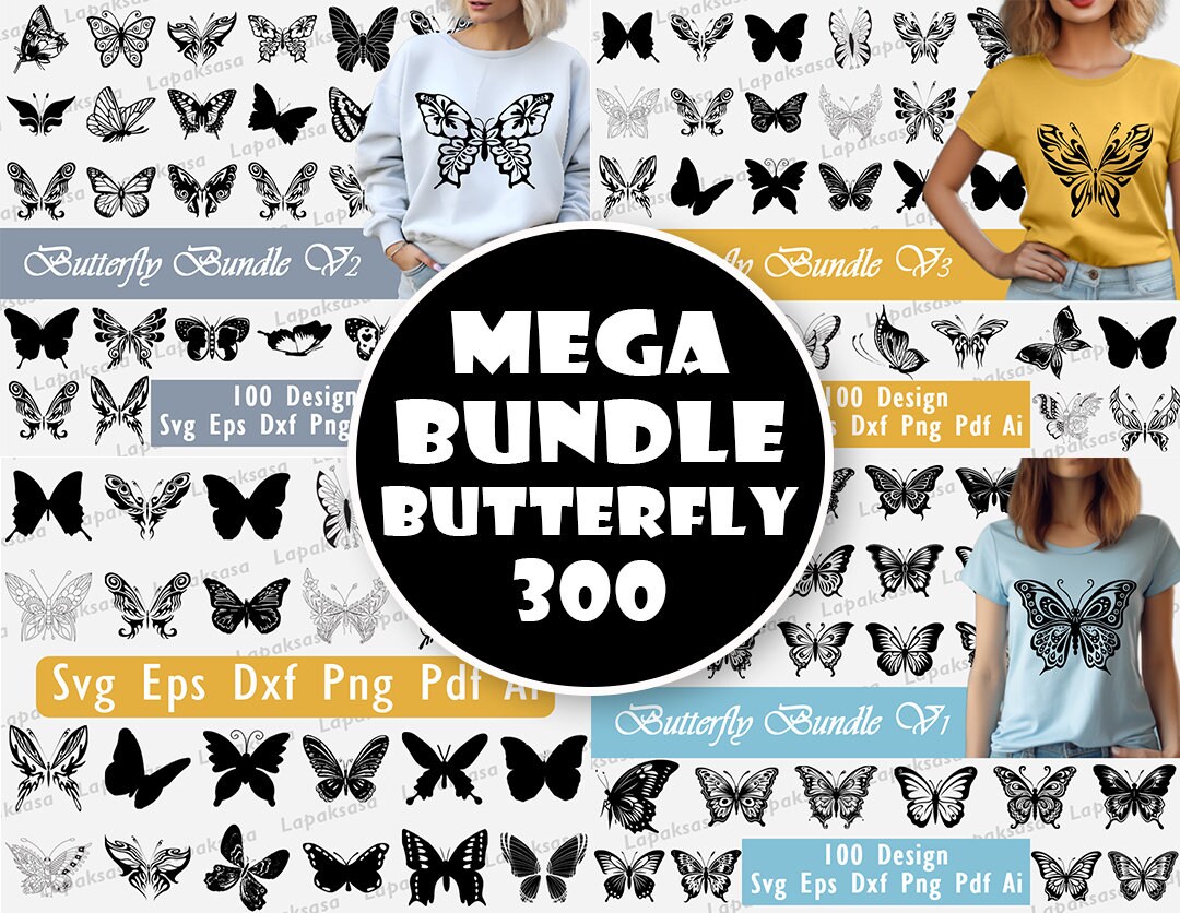 Butterfly MEGA Bundle, 300 Different Butterfly Svg, Butterfly SVG ...