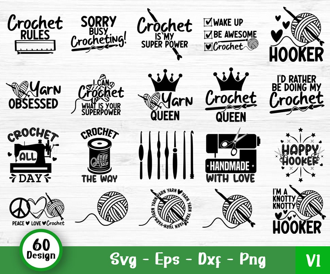 Crochet Addict Svg Bundle, Crochet Quotes, Crochet Hook Svg, Knitting ...