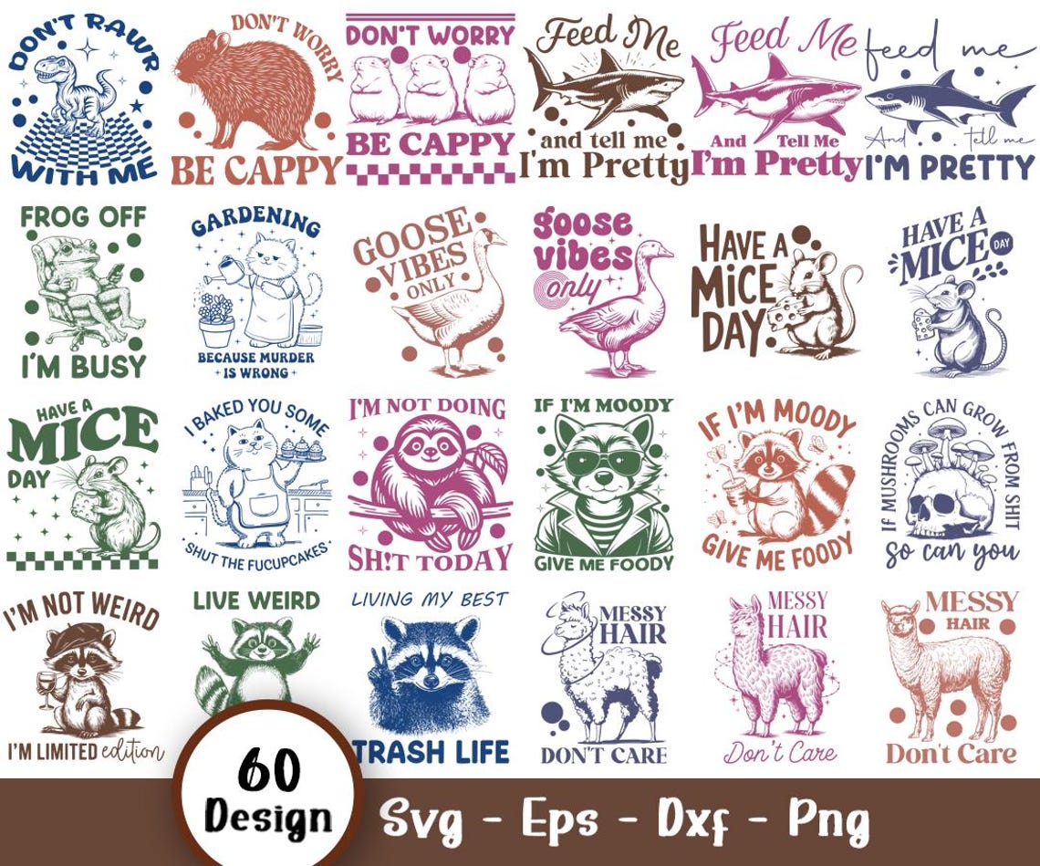 Funny Sarcastic Animal SVG Bundle, Funny Animal Quotes Svg, Sarcasm ...