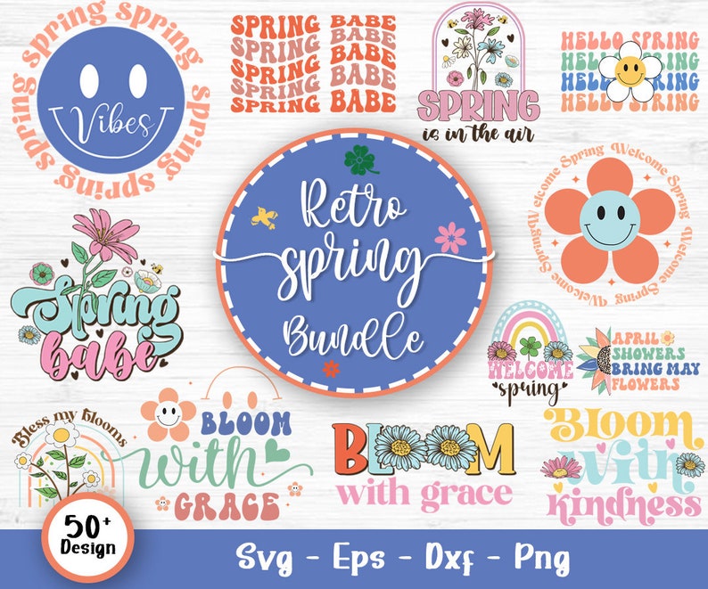 Retro Spring Svg Bundle, Happy Easter Svg, Easter Quotes Svg, Easter ...