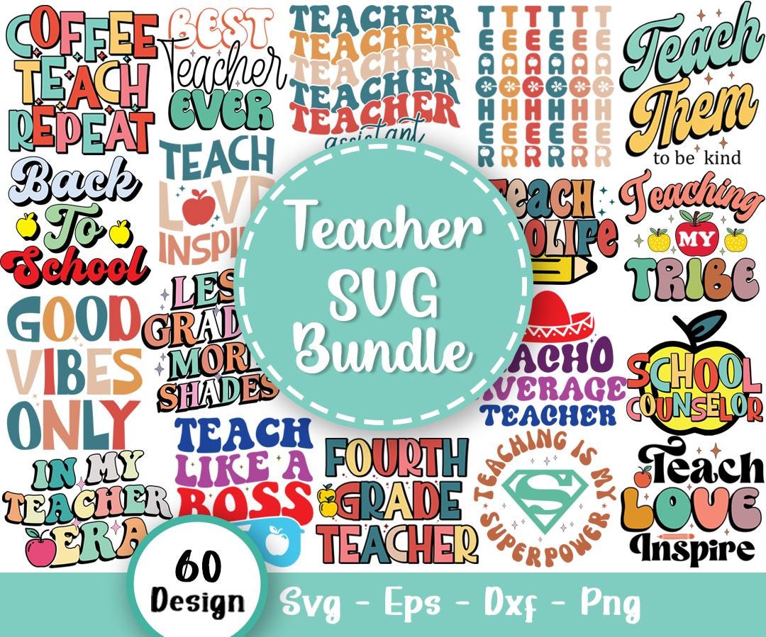 Teacher Svg Bundle, Teacher Quote Svg, Back to School Svg, School Svg ...