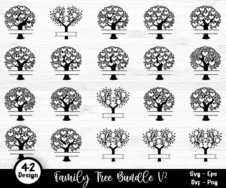 Family Tree Svg Bundle, 2-20 Members Family Svg, Family Reunion Svg ...