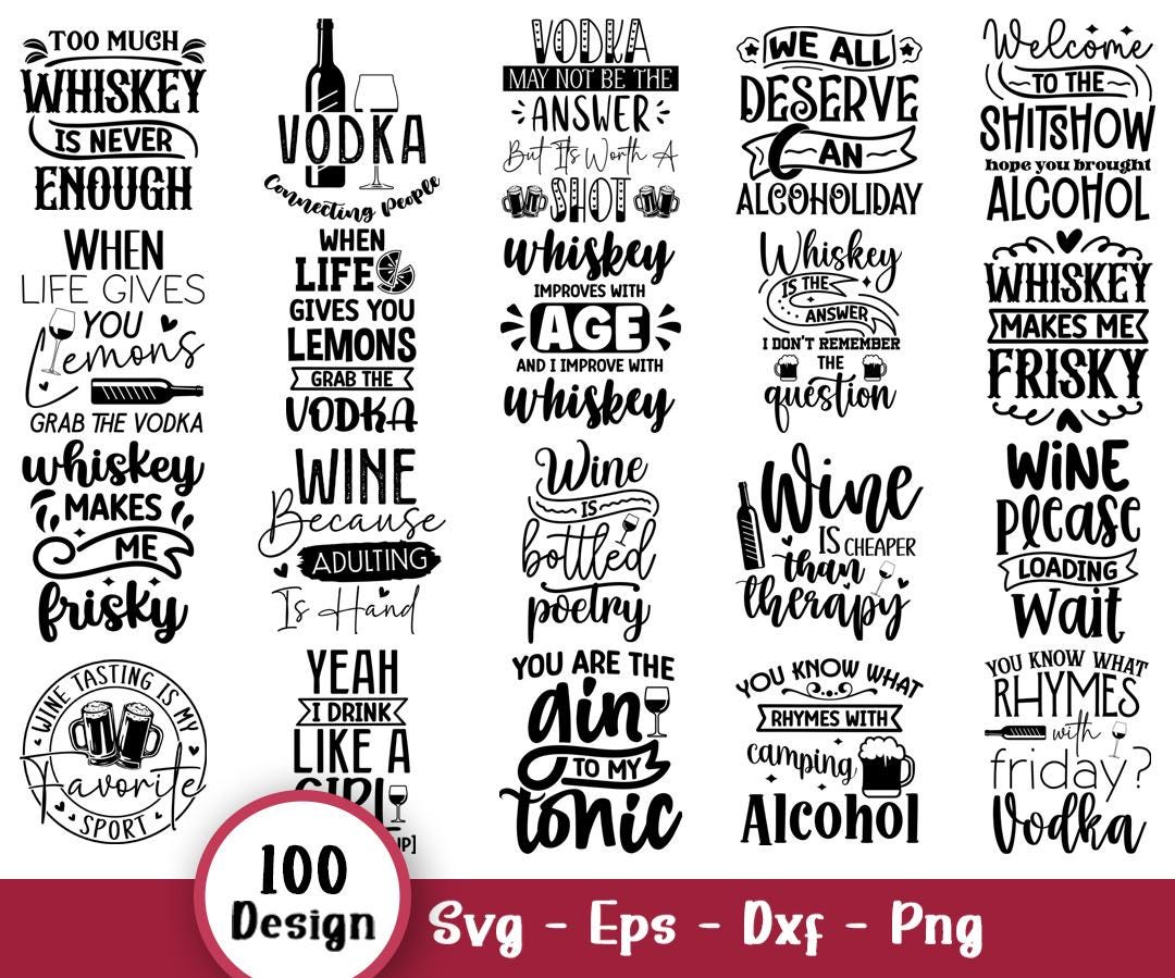 Alcohol Quotes Svg Bundle, Funny Alcohol Svg, Coaster Svg, Vodka Svg ...