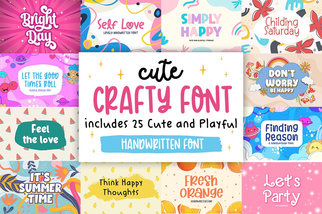 Cute Font Bundle, Kids Font, Crafty Font, Display Font, Handwritten ...