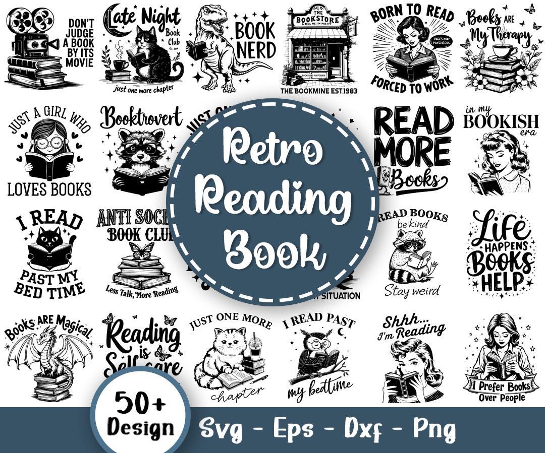 Reading Book SVG Bundle, Books Svg, Book Lover Svg Bundle, Books Bundle ...