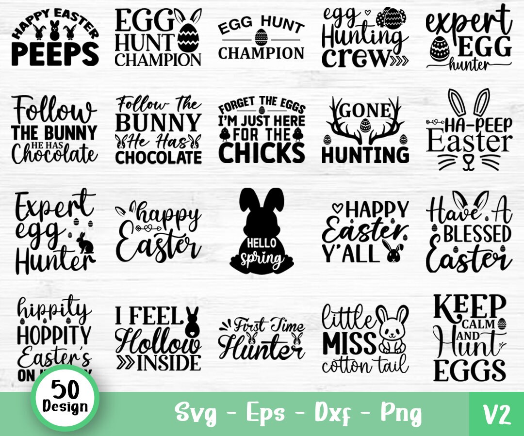 Funny Easter Svg Bundle, Easter Svg, Easter Quotes, Easter Bunny Svg ...