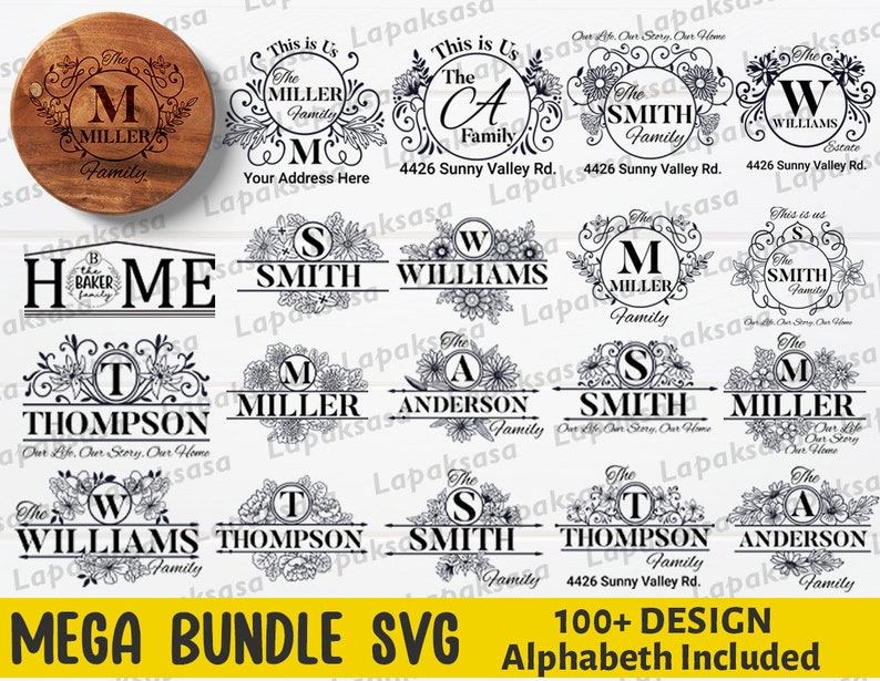 Family Name Monogram Svg Bundle, Family Svg, Family Sign Svg, Monogram ...