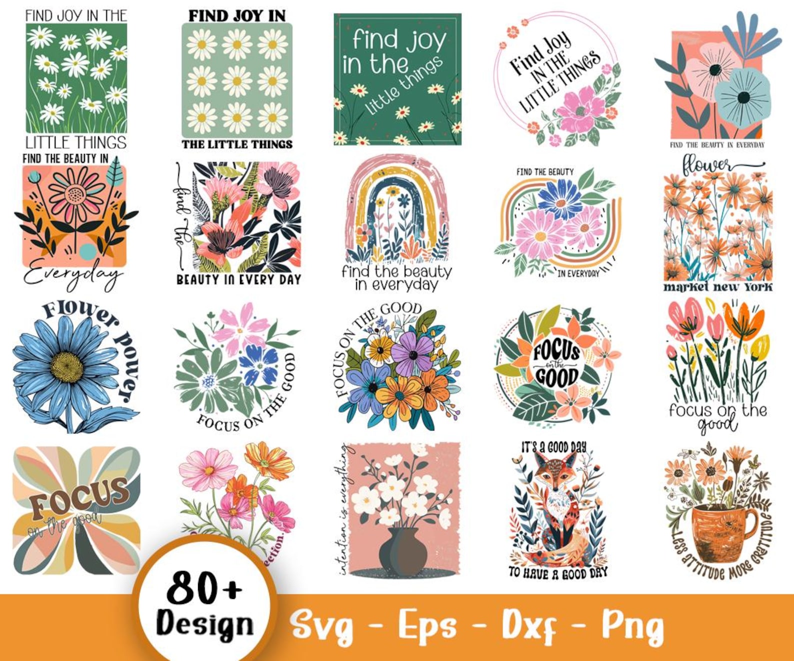 Boho Abstract Flower Quotes Svg Bundle, Inspirational Svg, Kindness Svg ...