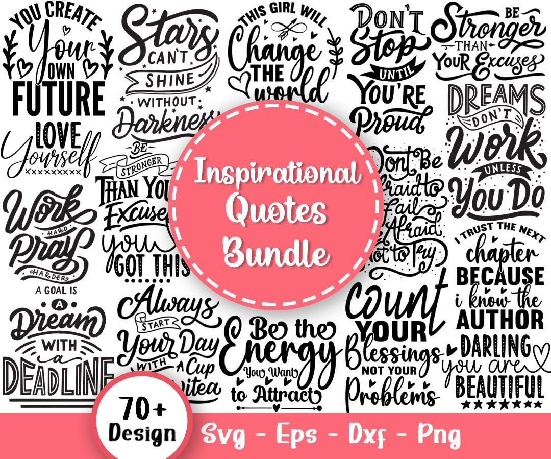 Inspirational Quotes Svg Bundle, Self Love Svg, Mental Health Svg ...