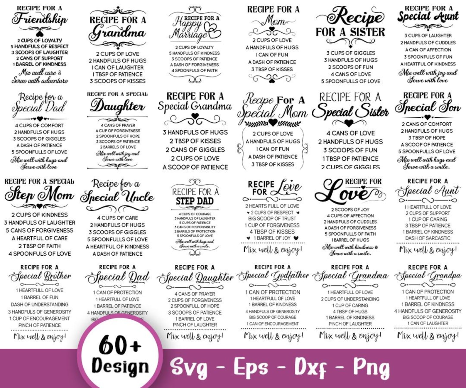 Family Recipe Svg Bundle, Funny Kitchen Svg, Cutting Board Quotes Svg ...